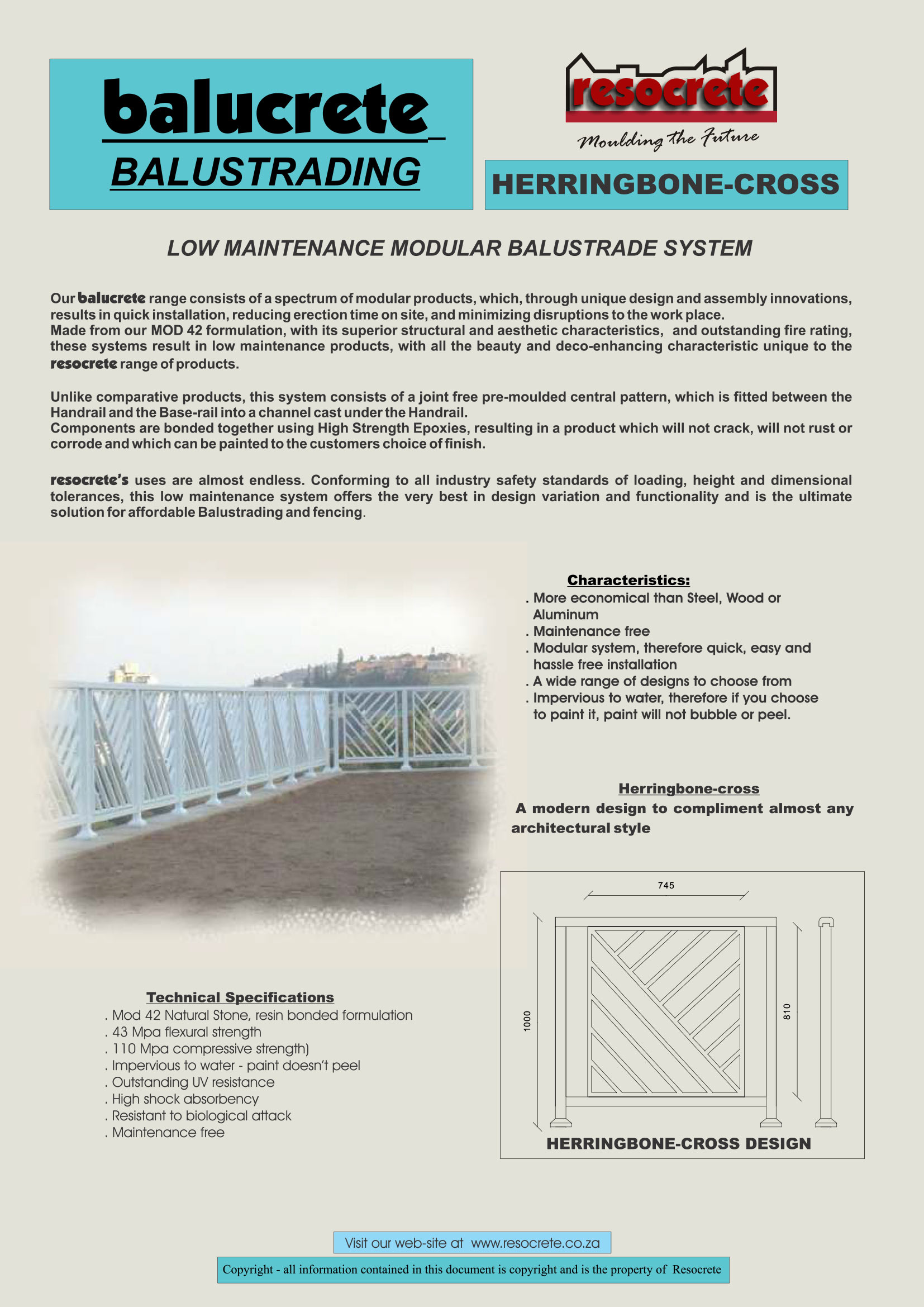 Herringbone Cross Balustrade – Resocrete