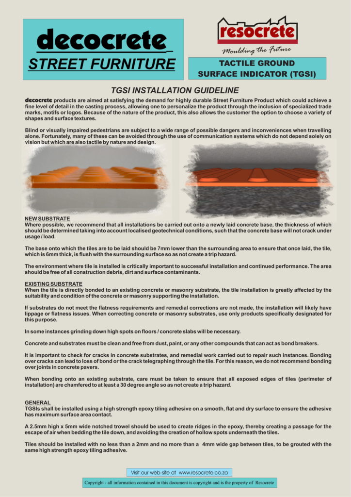 Tactile Ground Surface Indicator (TGSI) - Resocrete