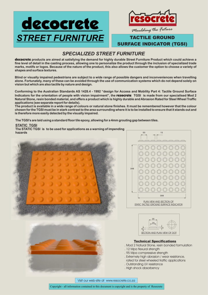 Tactile Ground Surface Indicator (TGSI) - Resocrete