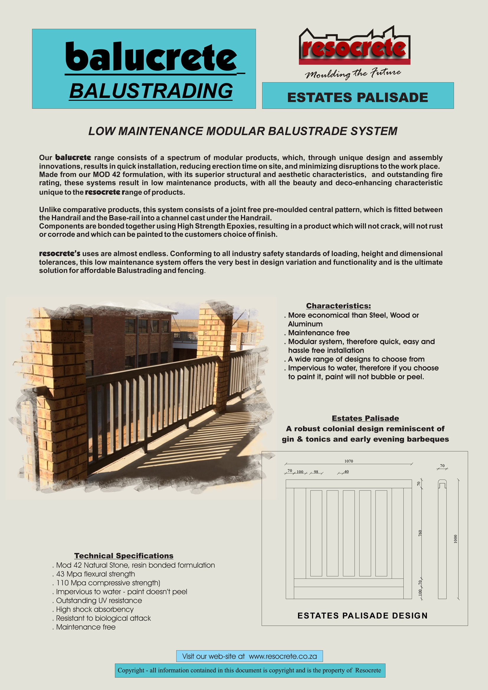 Estates Palisade Balustrade System | Resocrete