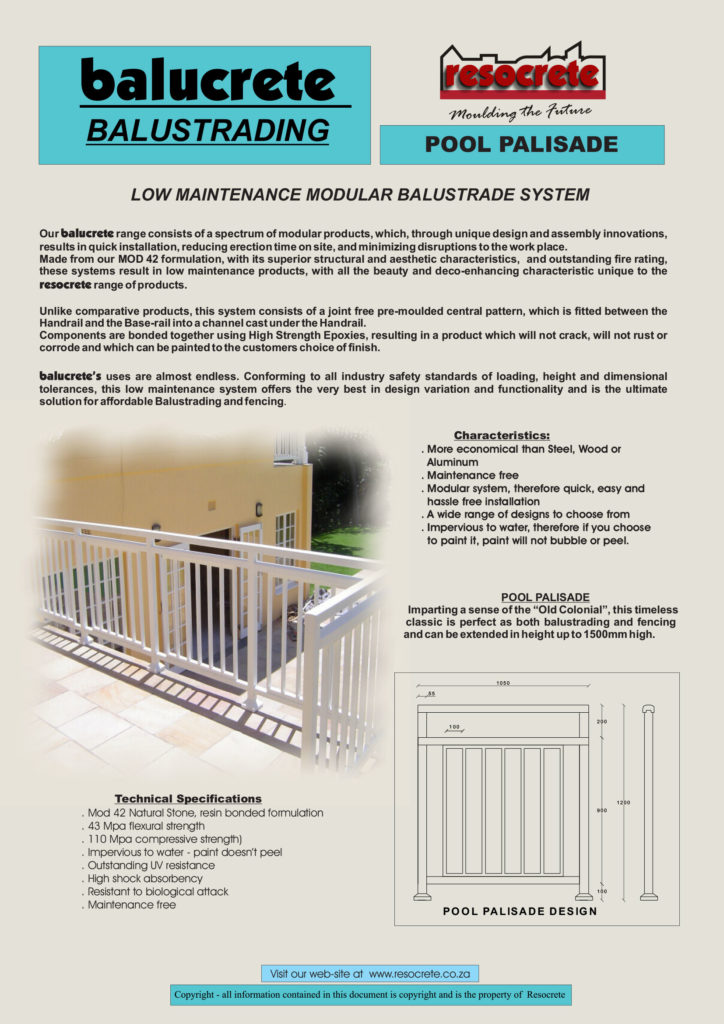 Pool Palisade Balustrade System | Resocrete