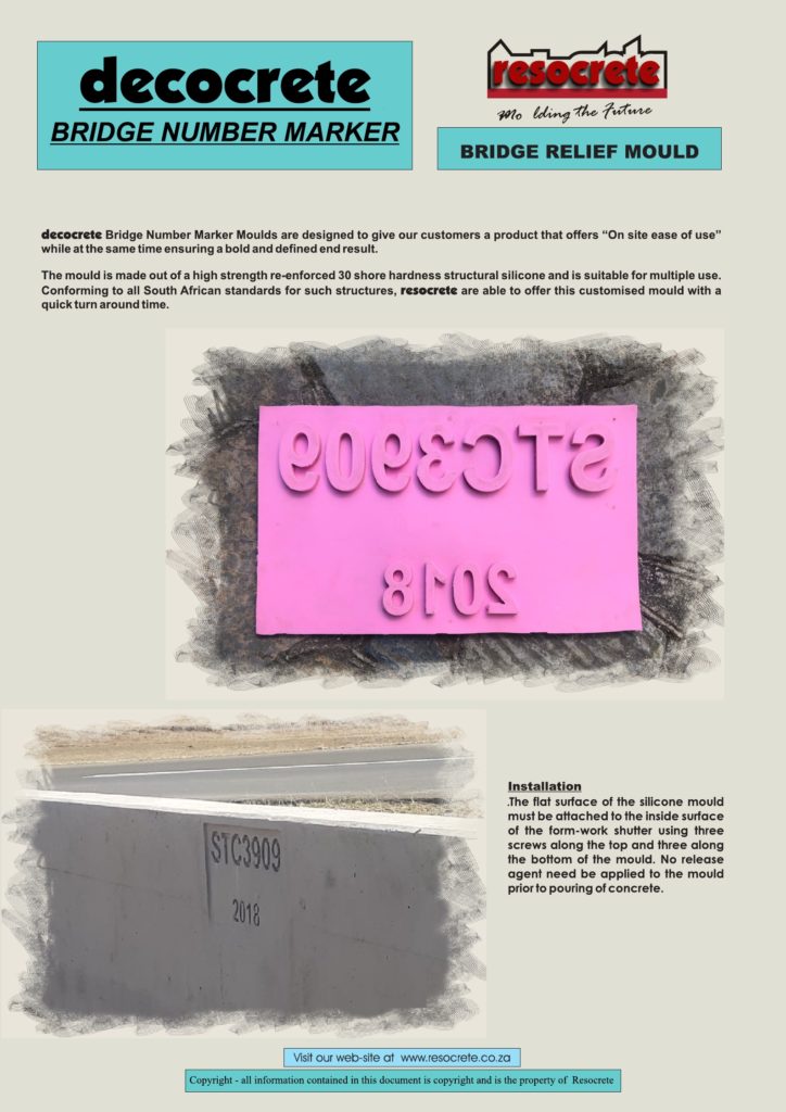 Bridge Number Marker Relief Mould - Resocrete