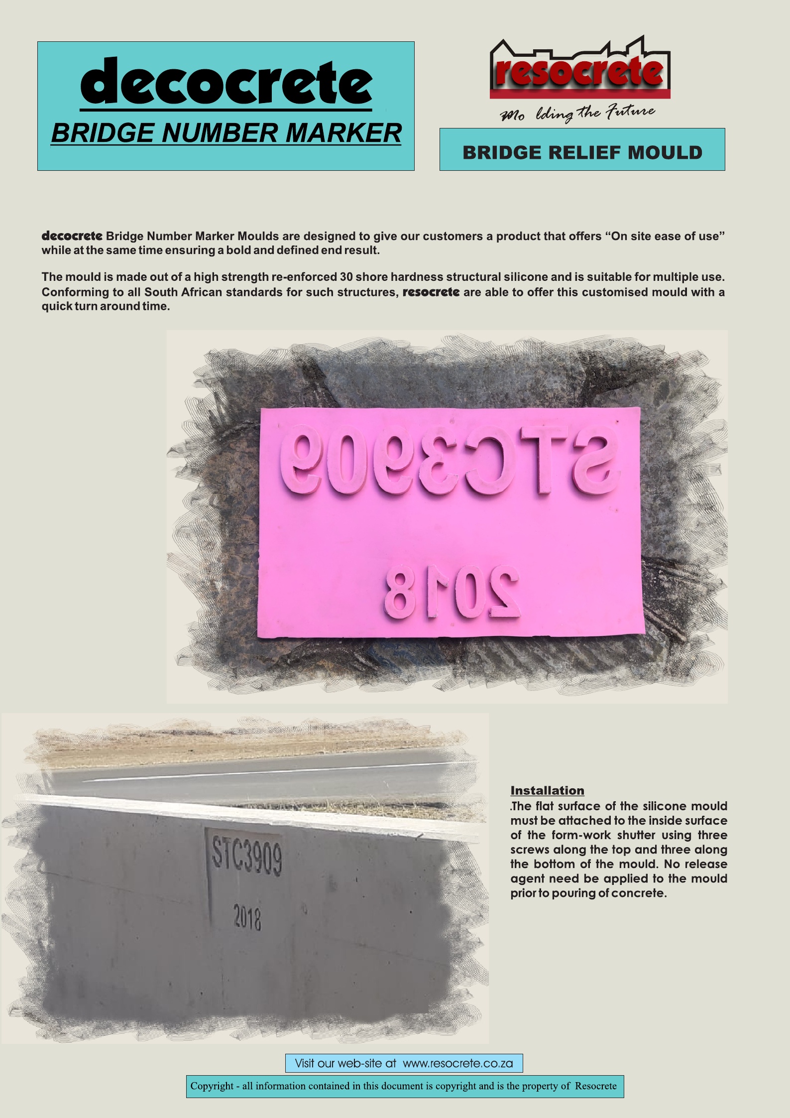 Bridge Number Marker Relief Mould - Resocrete