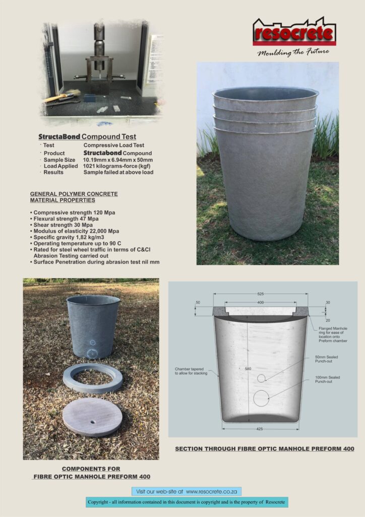 Fibre Optic Manhole Preform - Resocrete